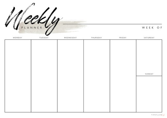 WEEKLY PLANNER Printable Download Simple Modern Design - Etsy