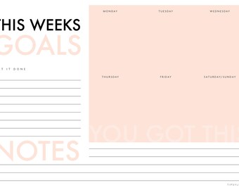 WEEKLY PLANNER Printable Download Simple Modern Design - Etsy