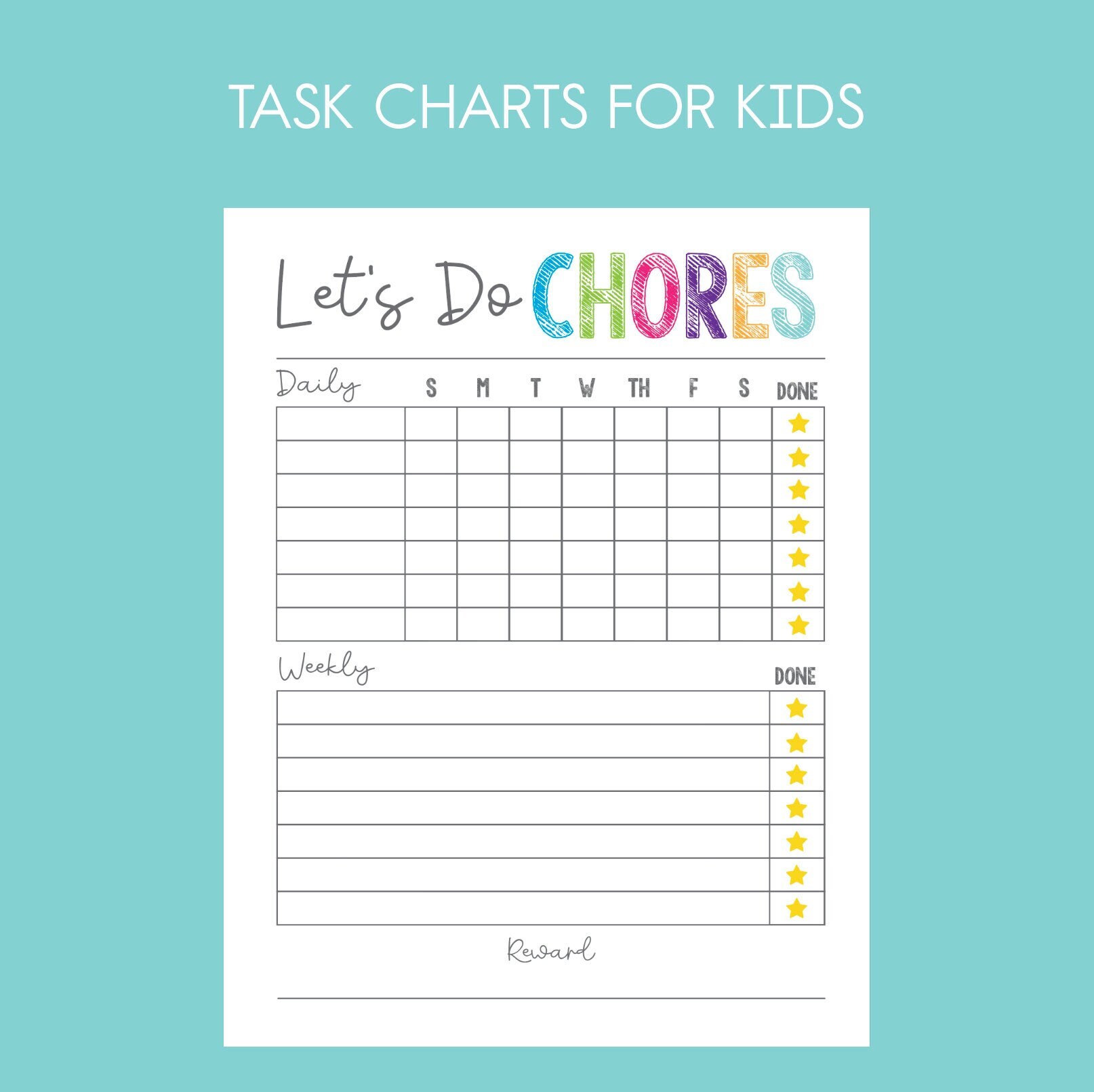 DAILY + WEEKLY CHORES - Kids Chart - Etsy