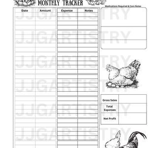 Printable Chicken Egg Production Log: Monthly Tracker (PDF Download, 8 ...