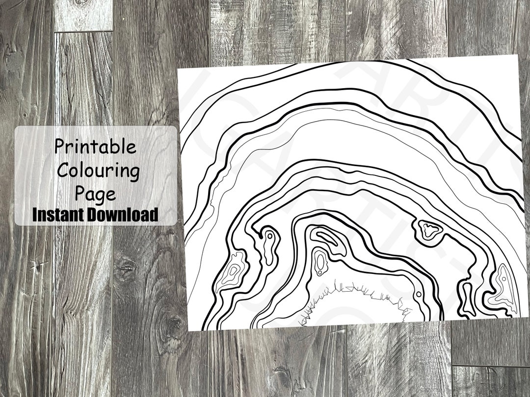 Agate Gemstone Coloring Sheets for Kids, Mindful Gift for Artist ...