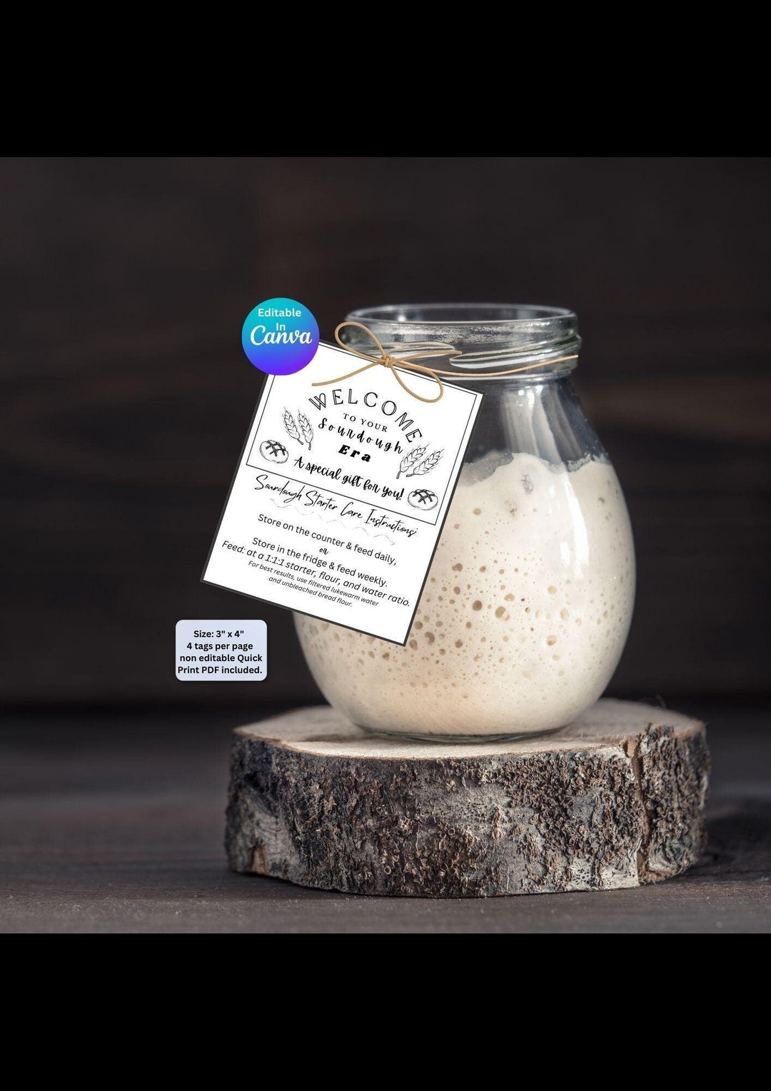Sourdough Starter Gift Tag: Editable Canva Template (PDF) - Etsy