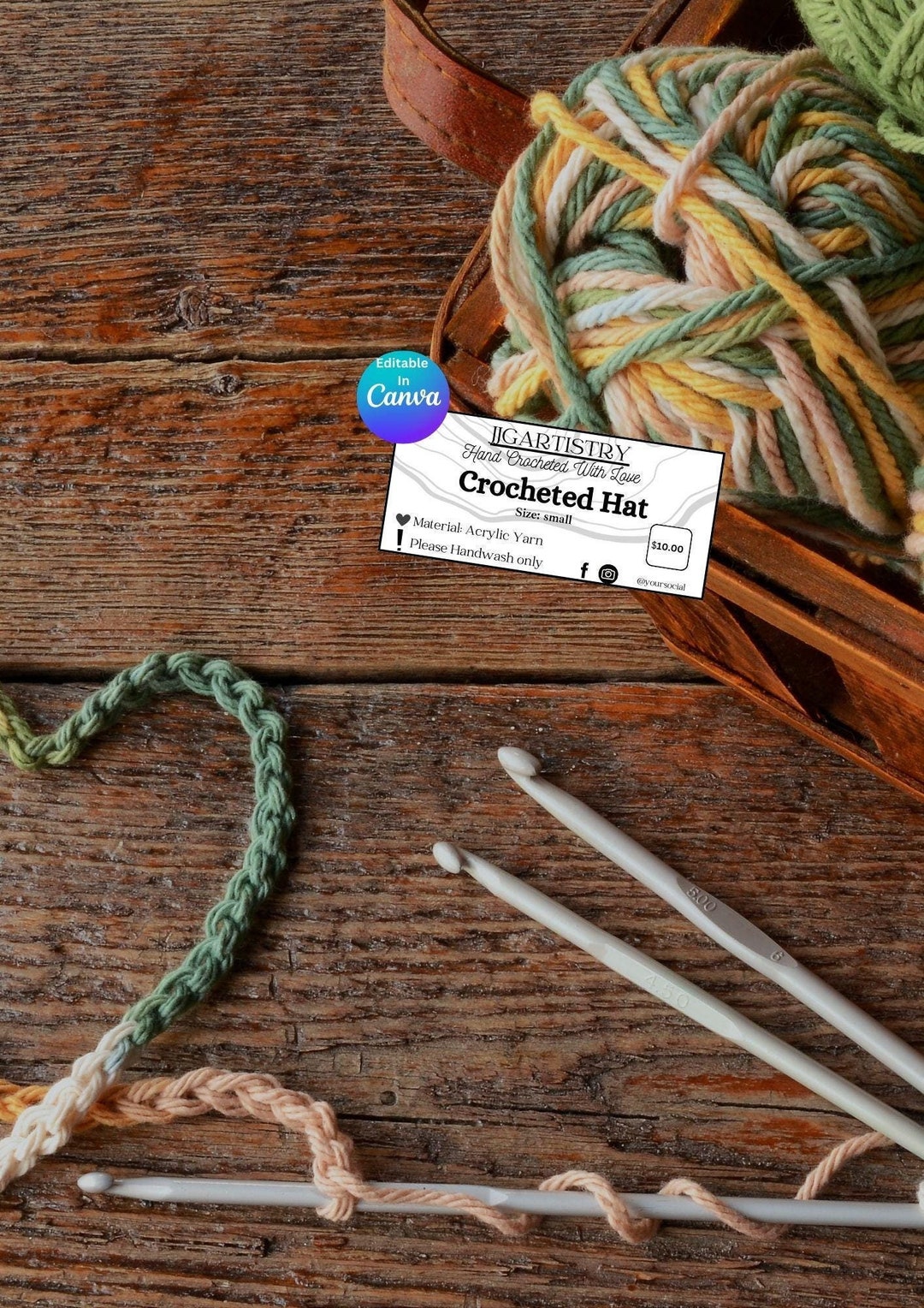 EDITABLE: Price Tags for Crochet Hats, Printable Tags for Knitted Items ...