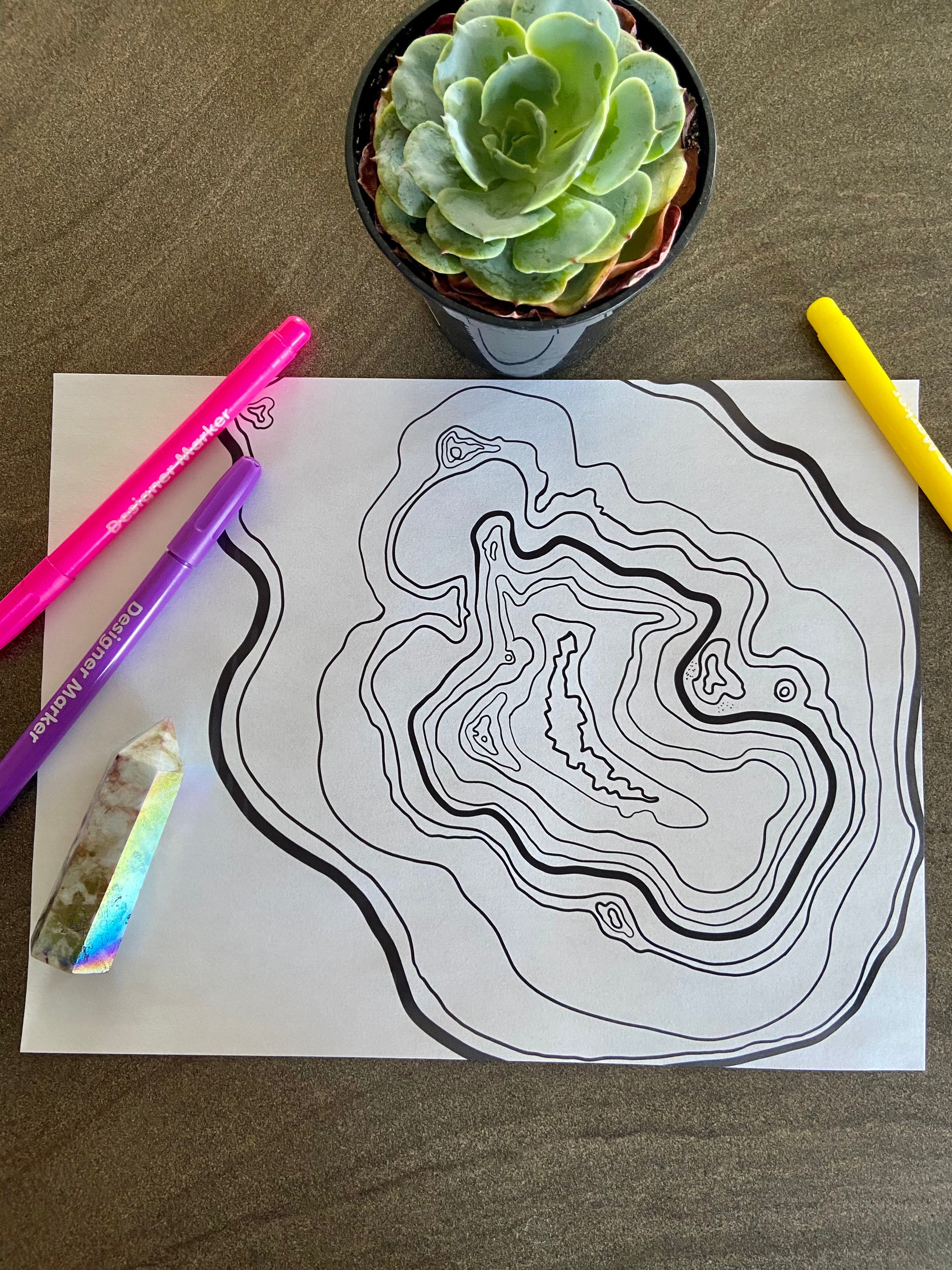 Agate Slice Geode Colouring Pages for Adults Mindfulness Gift - Etsy ...