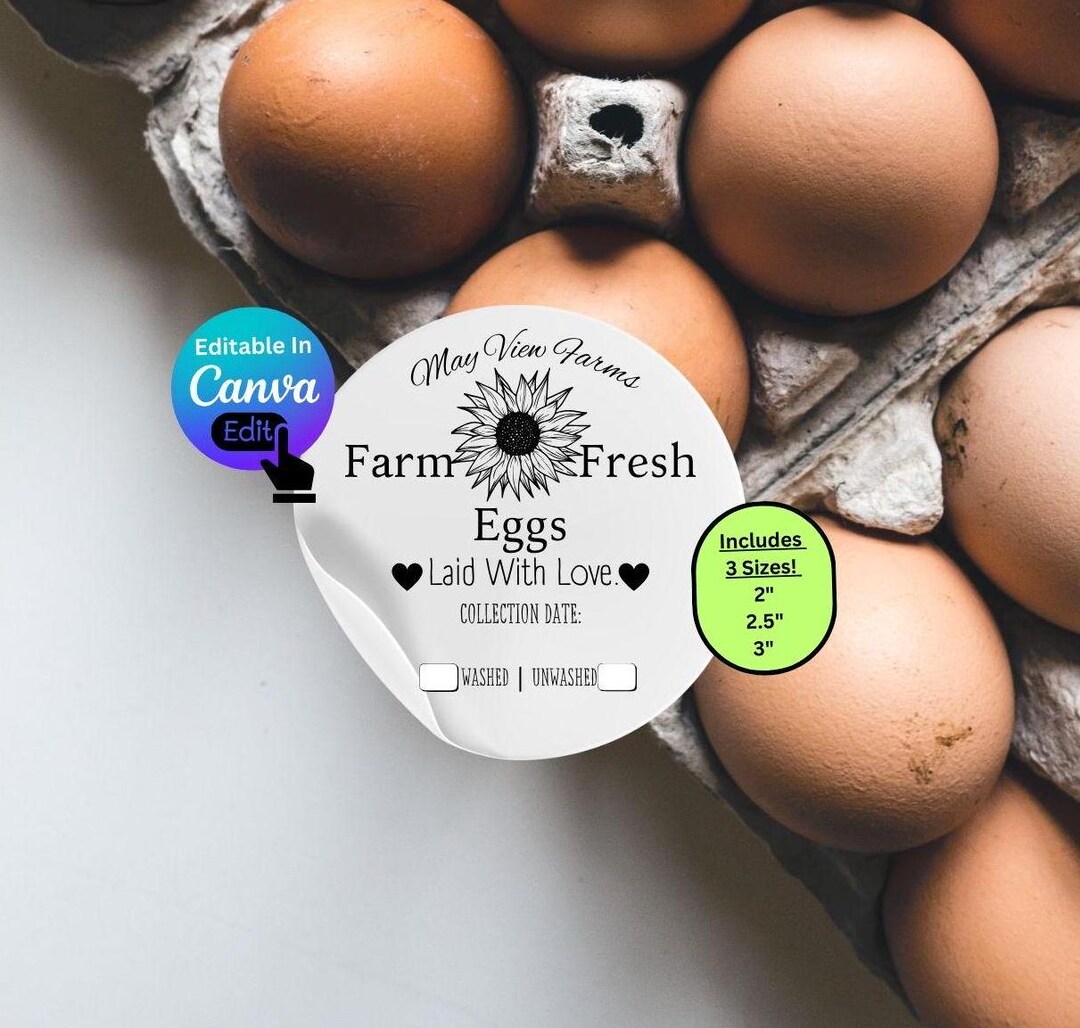 EDITABLE Egg Carton Labels Use by Stickers, Egg Labels Round, Floral ...
