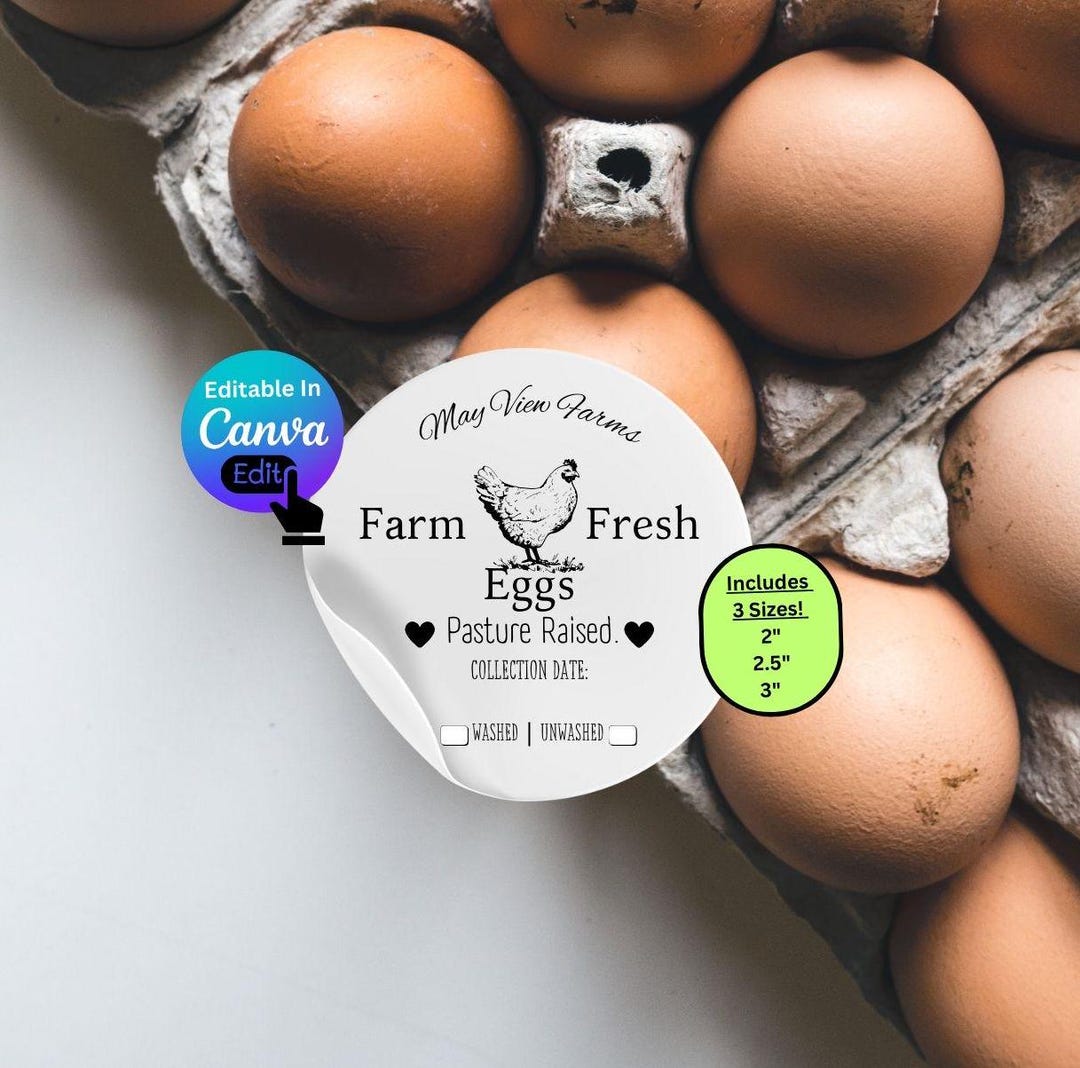 EDITABLE Egg Carton Label for Egg Carton Template, Farm Fresh Egg Label ...