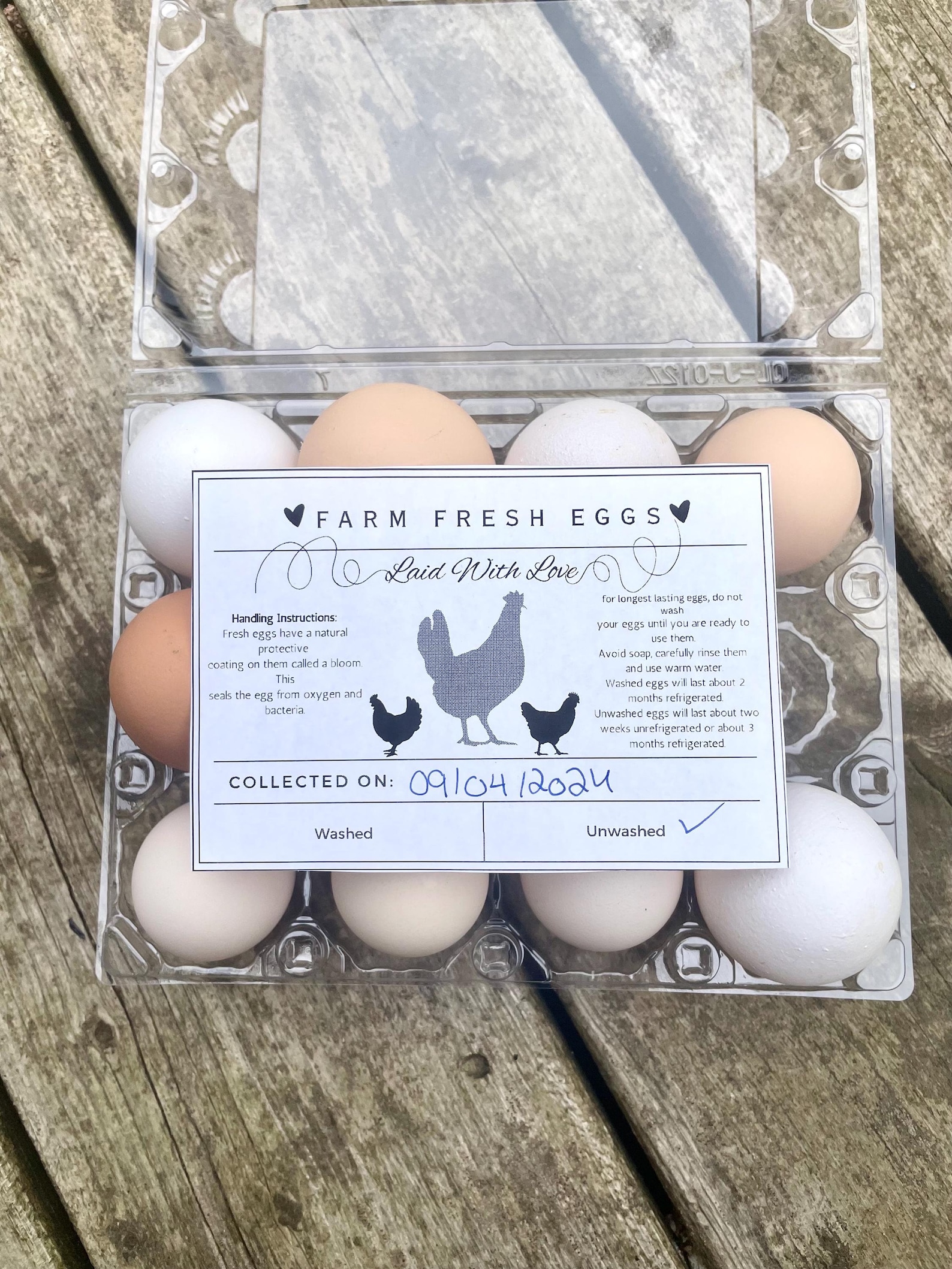Farm Fresh Egg Carton Labels: Handling Instructions (digital Download ...