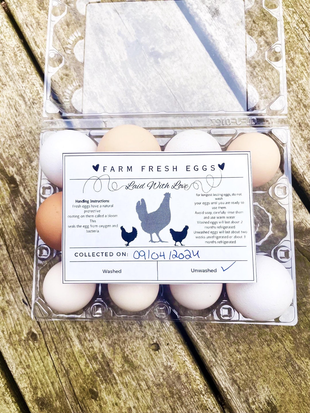 Farm Fresh Egg Carton Labels: Handling Instructions (digital Download ...