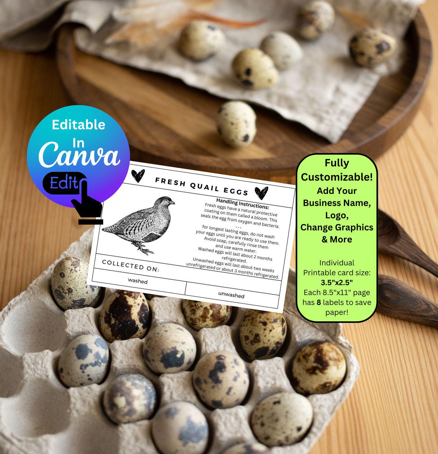 Editable Quail Egg Carton Insert: Handling Instructions Label (PDF ...
