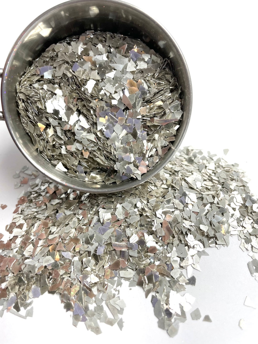 Silver Glass Glitter for Resin, German Glitter Glass Pieces for Art ...