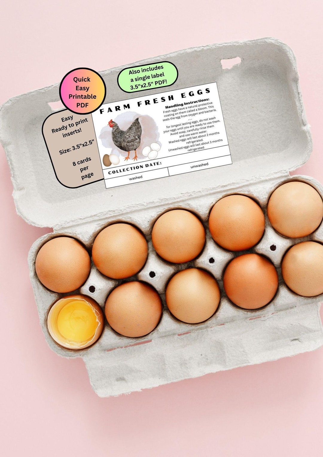 Farm Fresh Egg Handling Guide: Carton Insert Labels (PDF Download) - Etsy