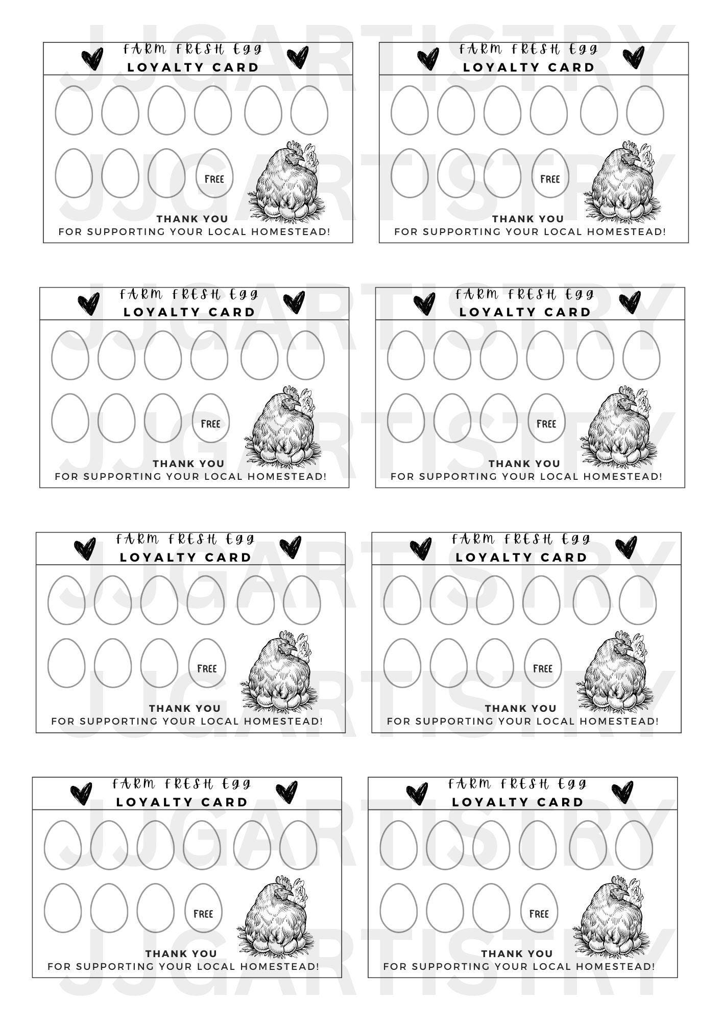 Farm Fresh Egg Loyalty Card: Printable Rewards (PDF) - Etsy