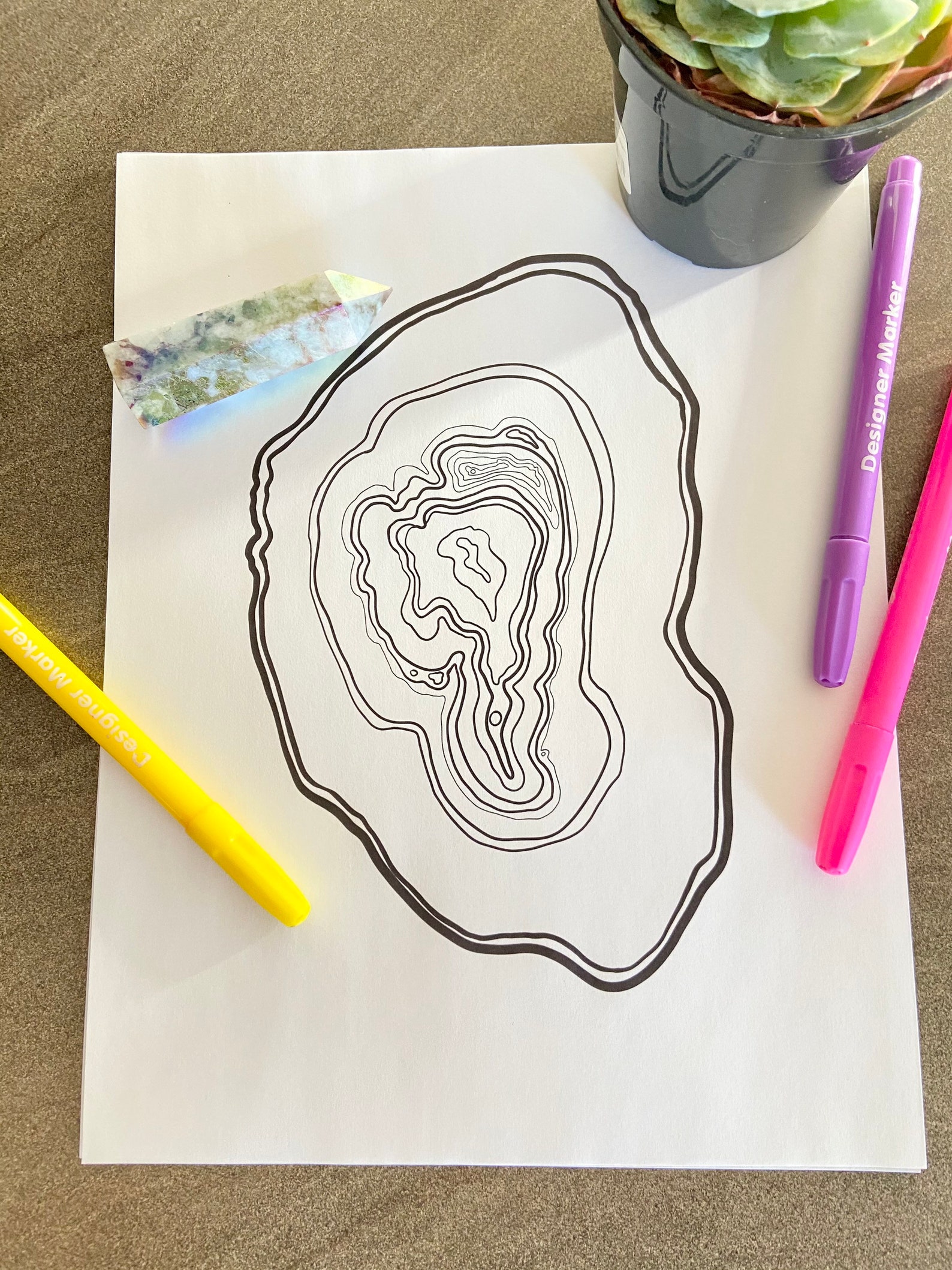 Crystal Coloring Page Bundle: Agate, Geode, Quartz (digital Download ...