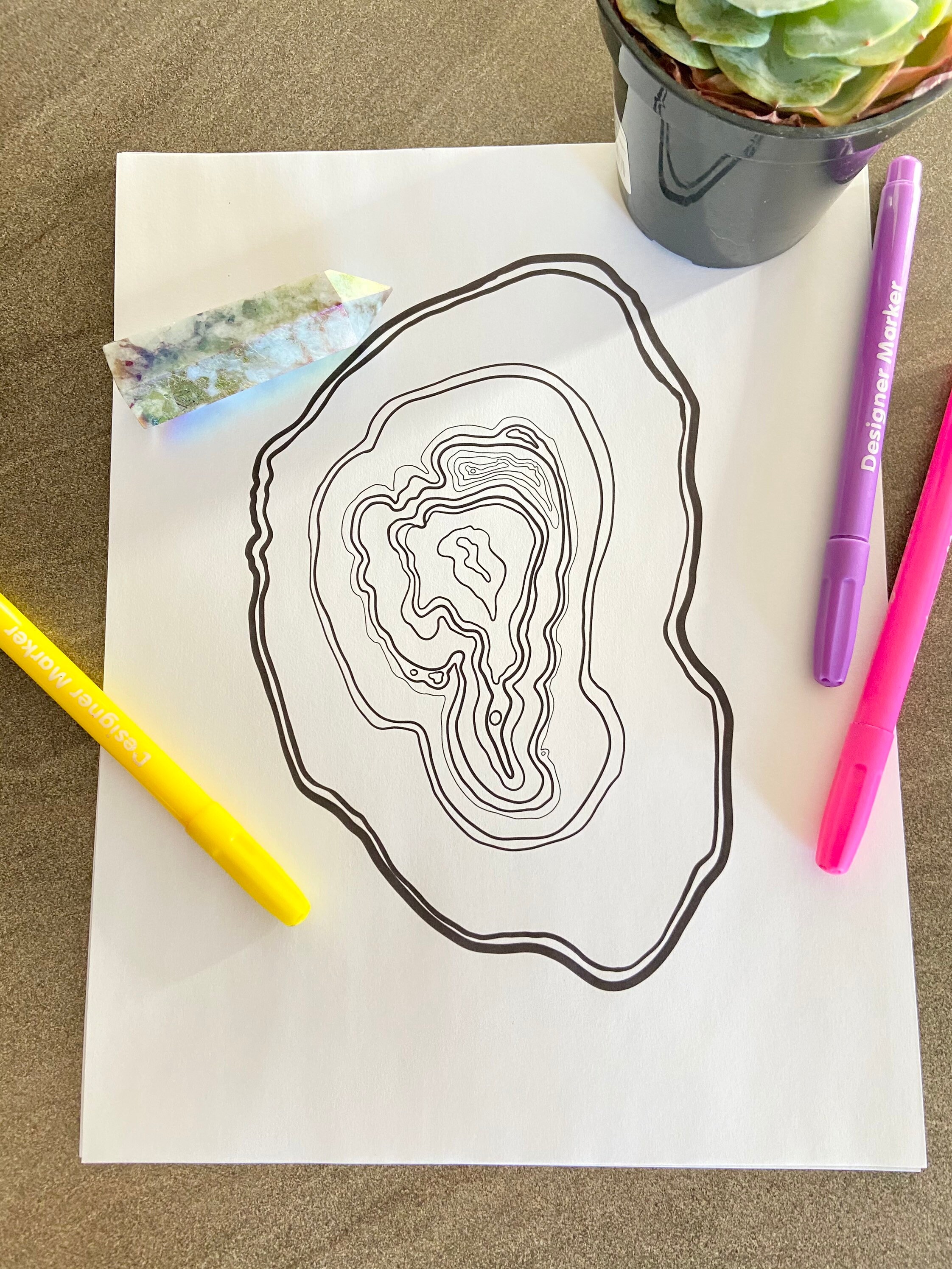 Crystal Coloring Page Bundle: Agate, Geode, Quartz (digital Download ...