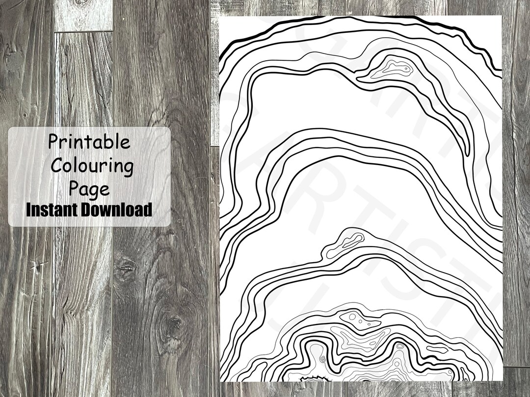 Geode Crystal Coloring Page: Mindful Art for Adults & Teens (digital ...