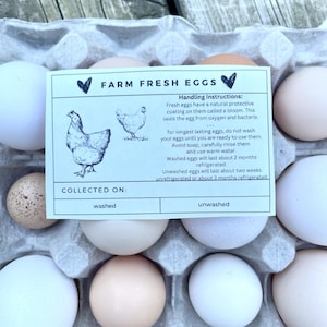 Editable Farm Fresh Egg Carton Labels: Unwashed Egg Handling ...