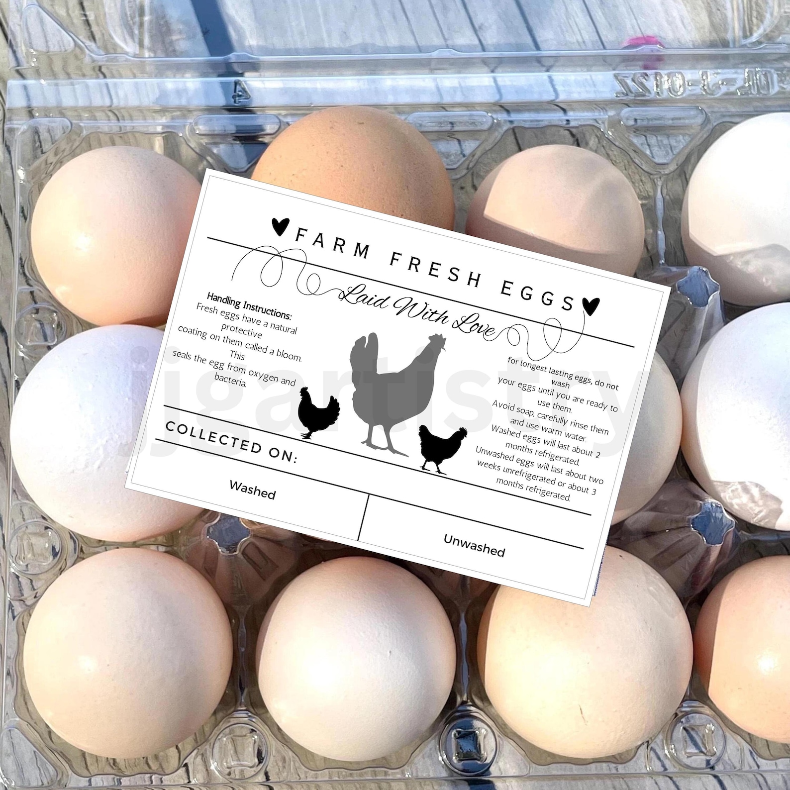 Farm Fresh Egg Carton Labels: Handling Instructions (digital Download ...