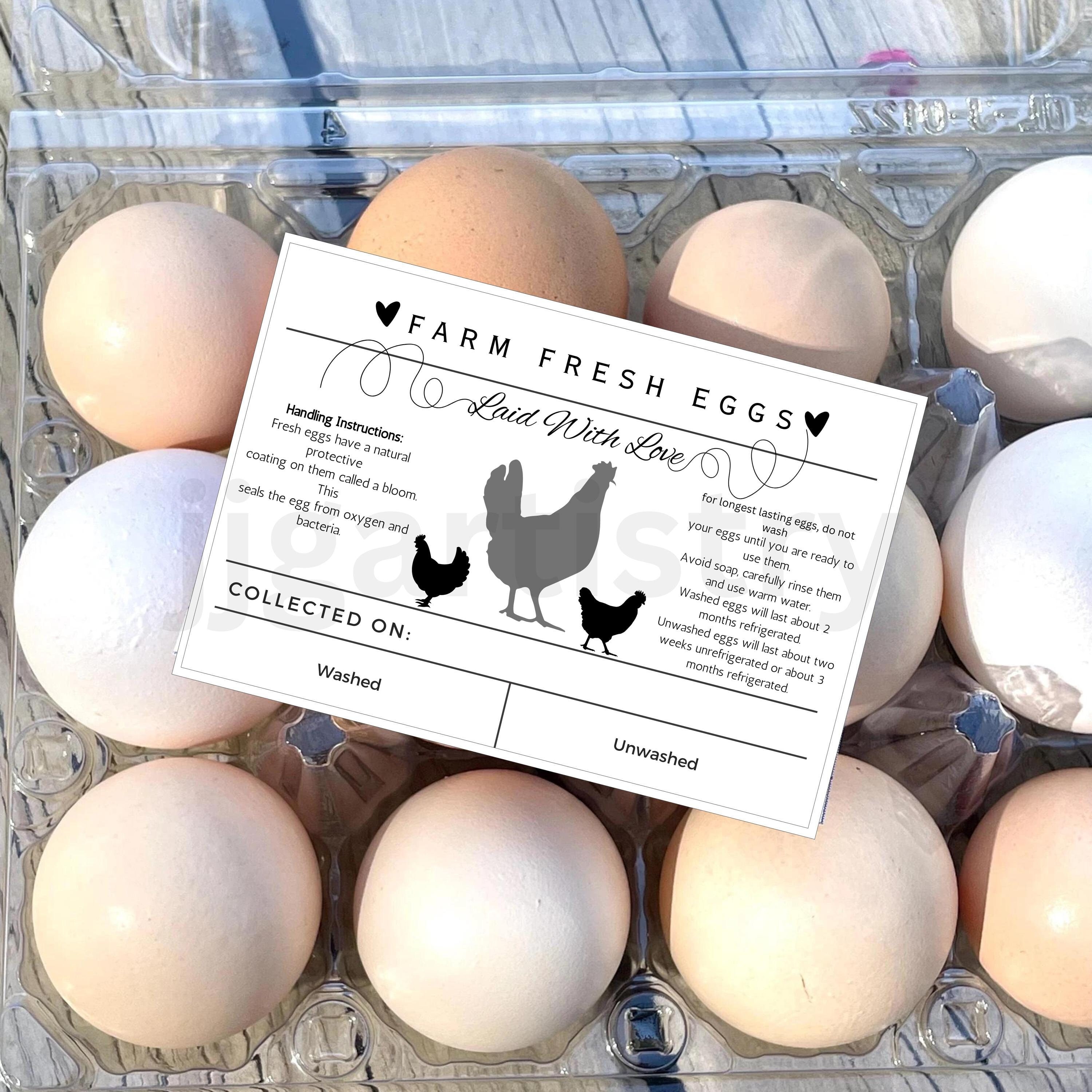 Farm Fresh Egg Carton Labels: Handling Instructions (digital Download ...