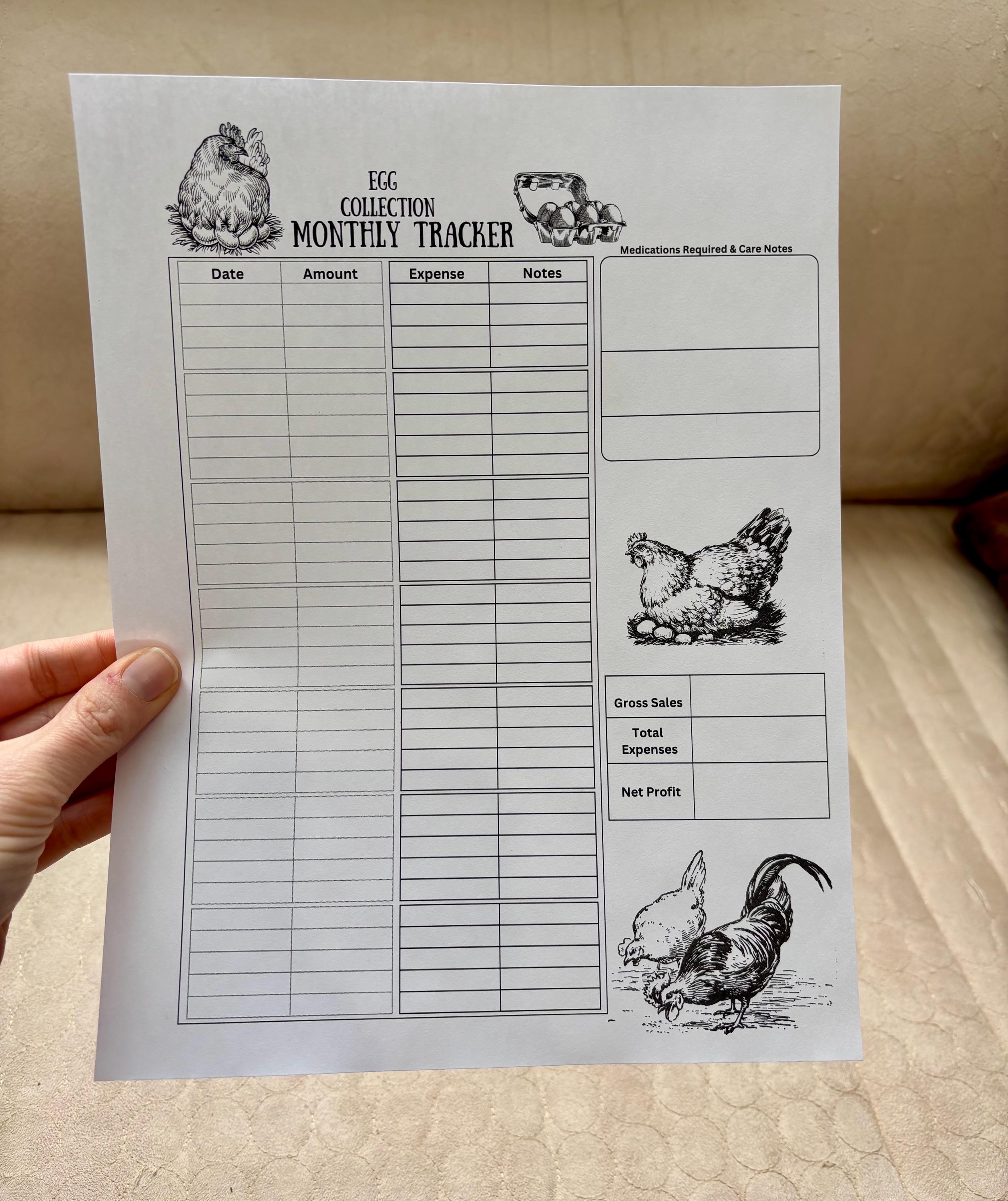Printable Chicken Egg Production Log: Monthly Tracker (PDF Download, 8 ...