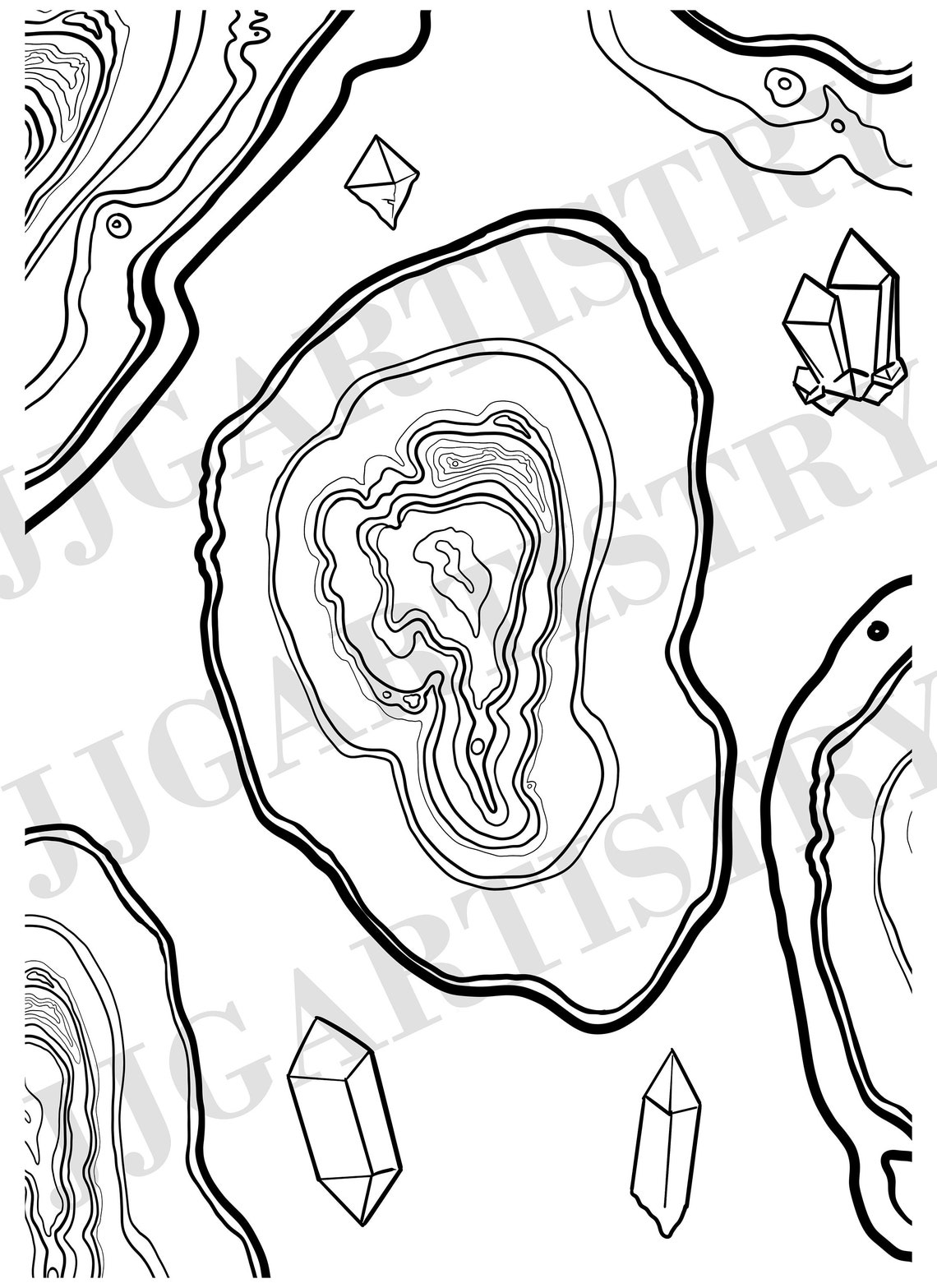 Crystal Coloring Page Bundle: Agate, Geode, Quartz (digital Download ...