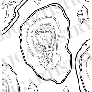 Geode Crystal Coloring Page Bundle, Agate Gemstone Coloring Sheet for ...