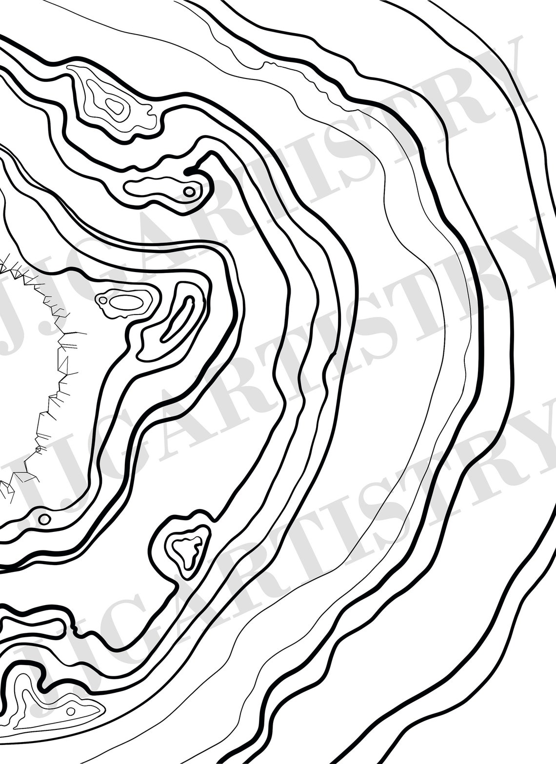 Crystal Coloring Page Bundle: Agate, Geode, Quartz (digital Download ...