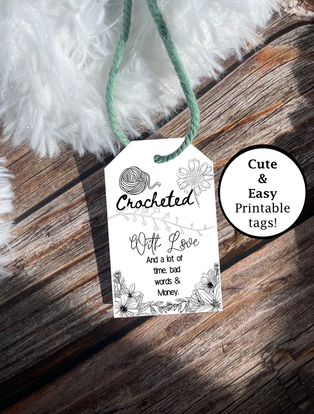 Printable Crocheted With Love Tags: Funny Handmade Item Labels (PDF) - Etsy