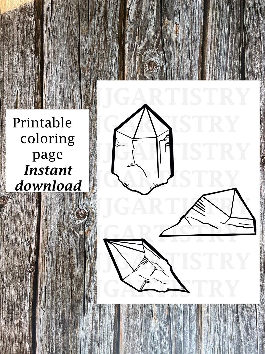 Crystal Coloring Page for Teens, Healing Crystal Gift for Friend ...