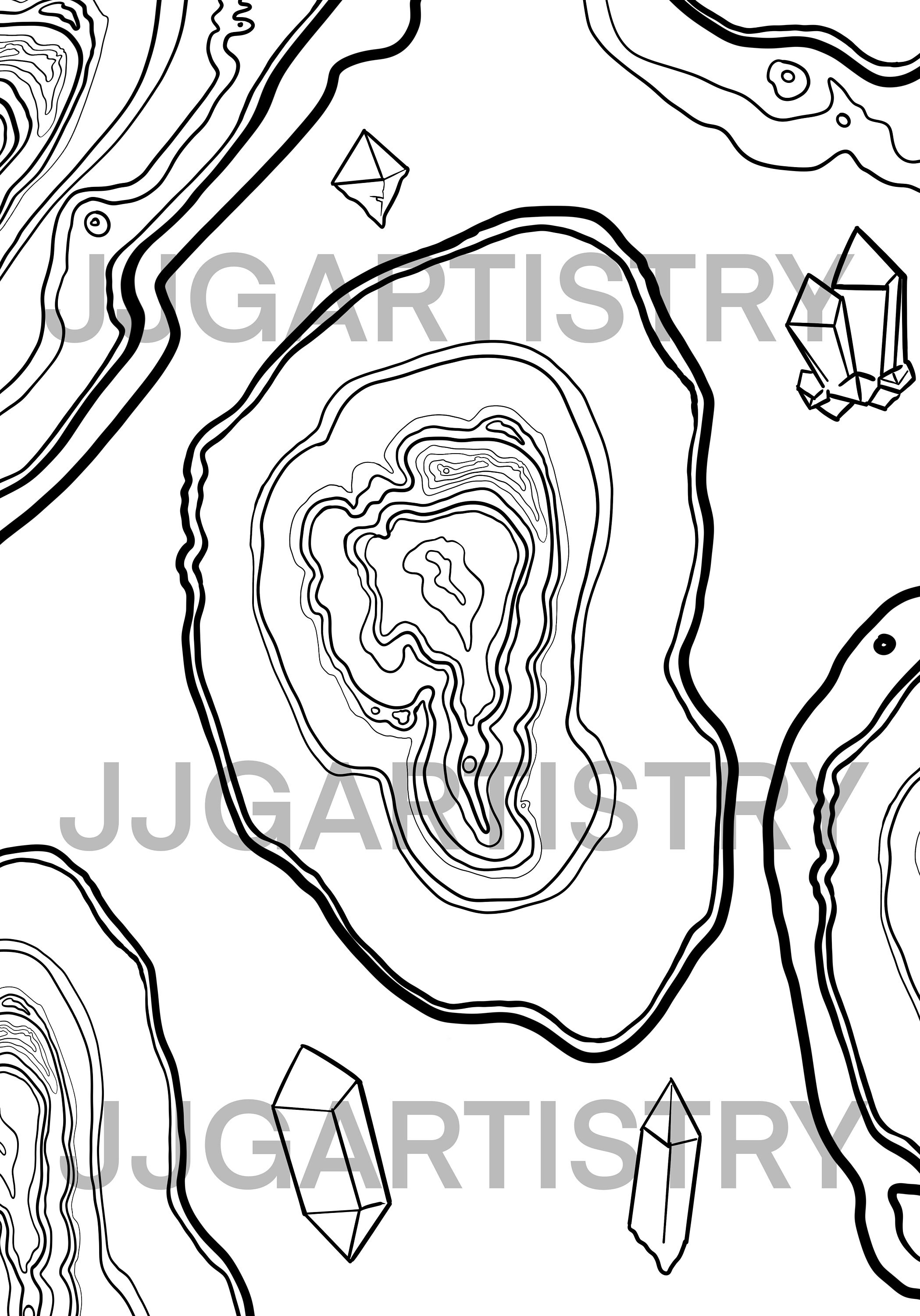 Crystal Geode Coloring Page: Relaxing Celestial Art (digital Download ...
