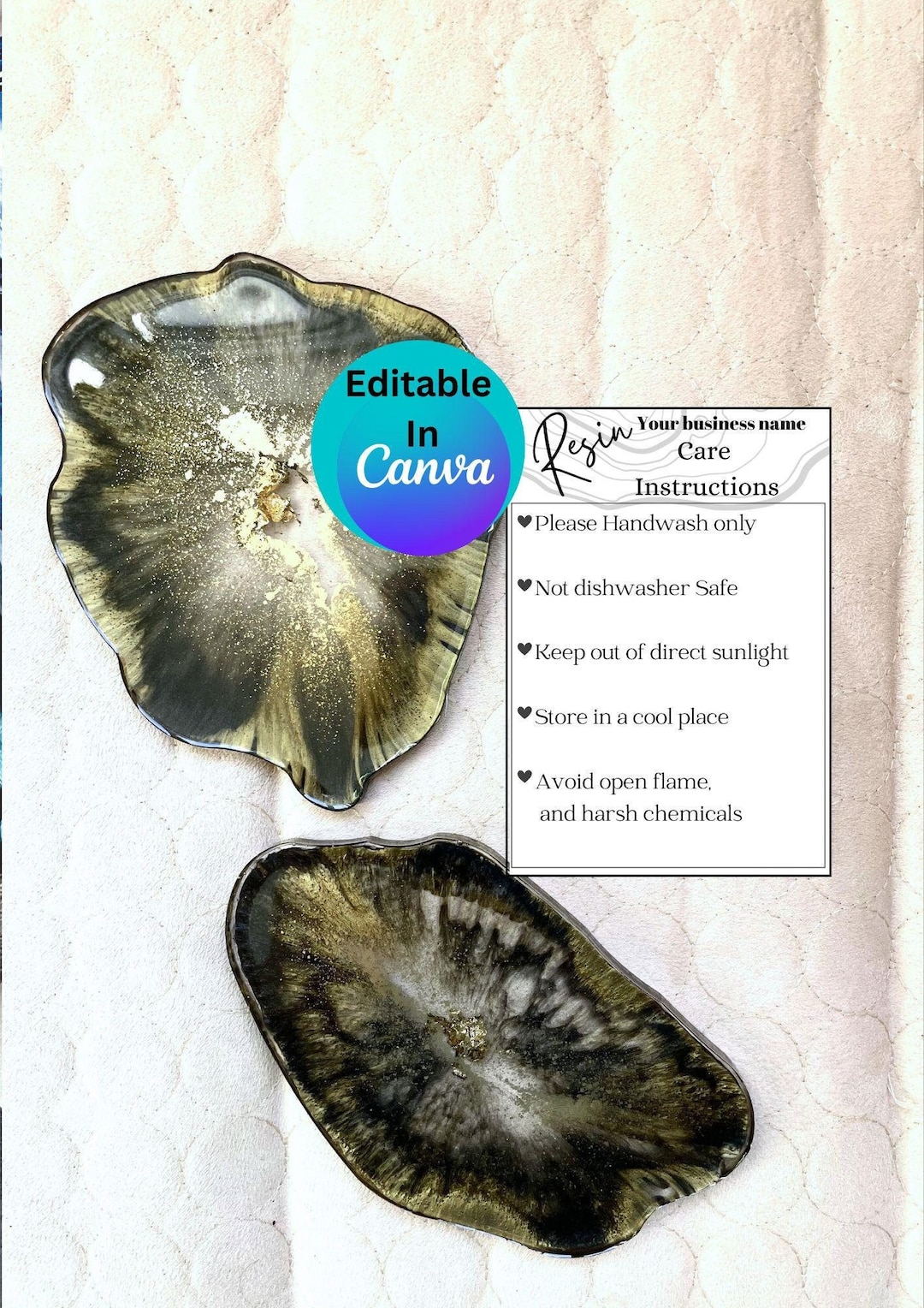 EDITABLE Printable Resin Care Card Template, Epoxy Resin Product ...