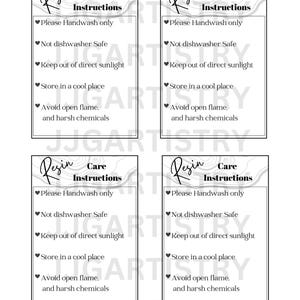 Editable Resin Care Card Template: Product Instructions (digital ...