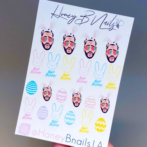 Bunny Nail Decals Bunny Stickers Bunny Nail Art | Etsy