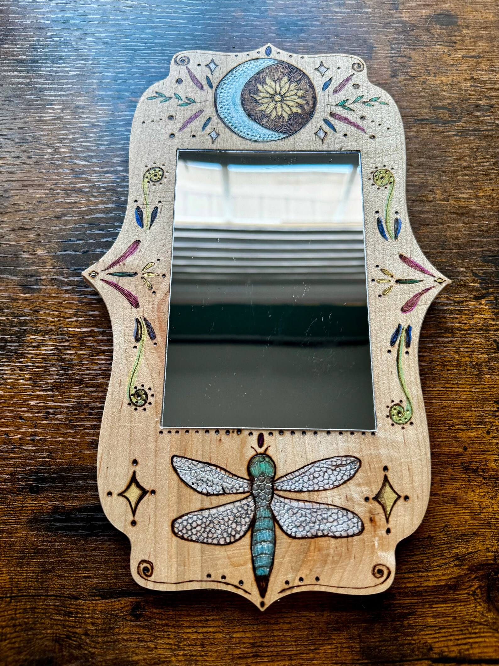 Wood Burned Wall Mirror Dragonfly - Etsy