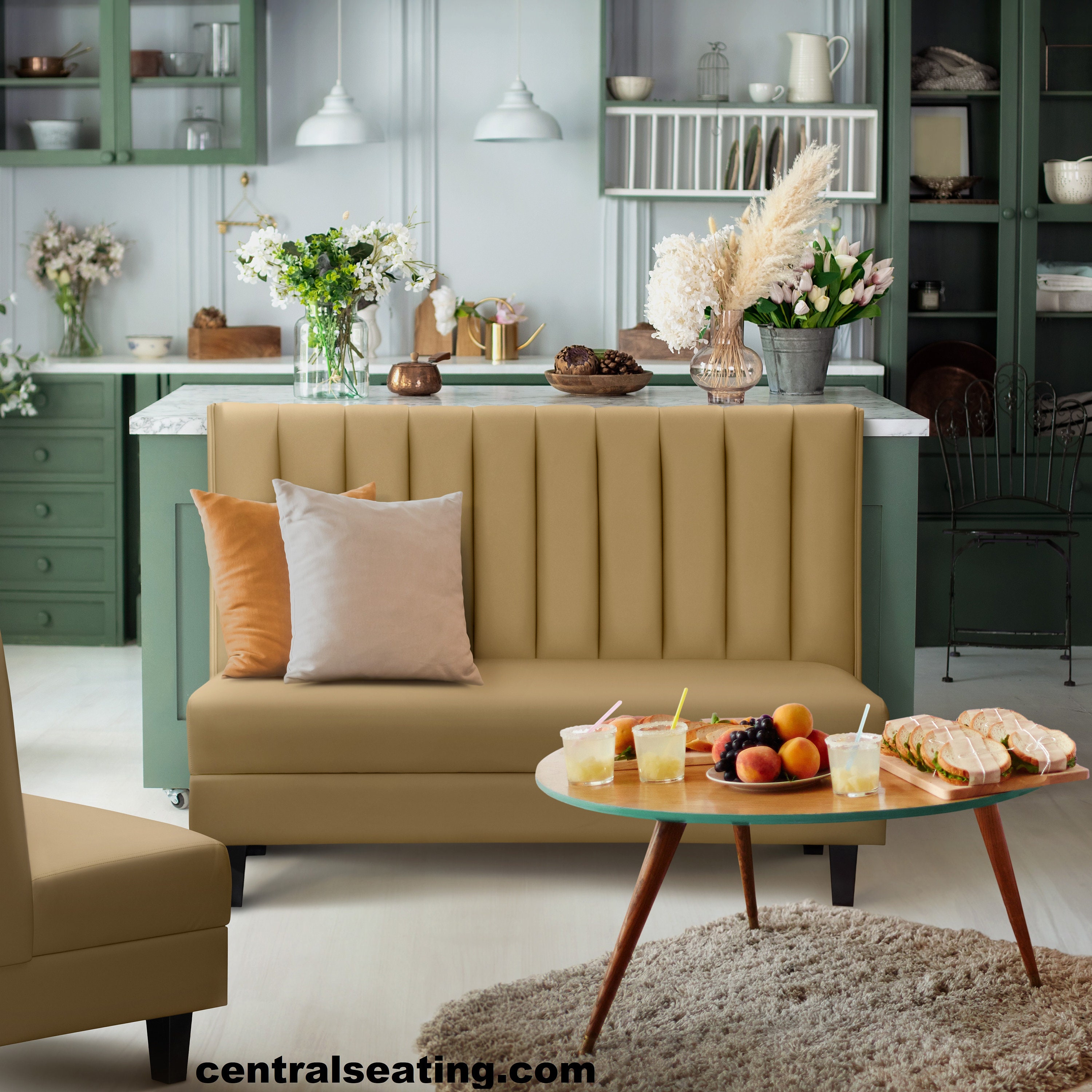 Premium 60 Long Upholstered Restaurant Booth Bench, USA Made, Brown ...