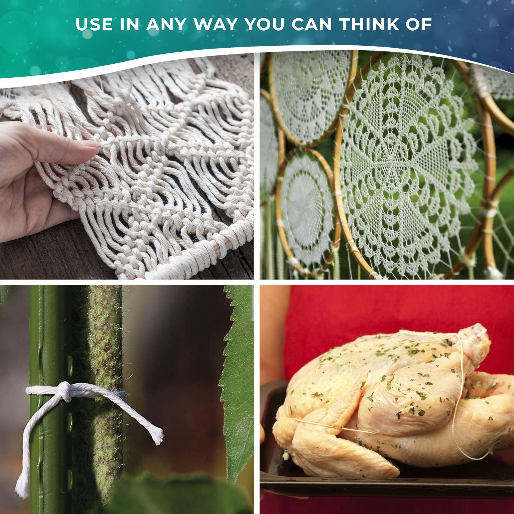 Cotton String Farm Cooking Twine Cone 2,520 Feet 840 Yard 16 Ply 2lb ...