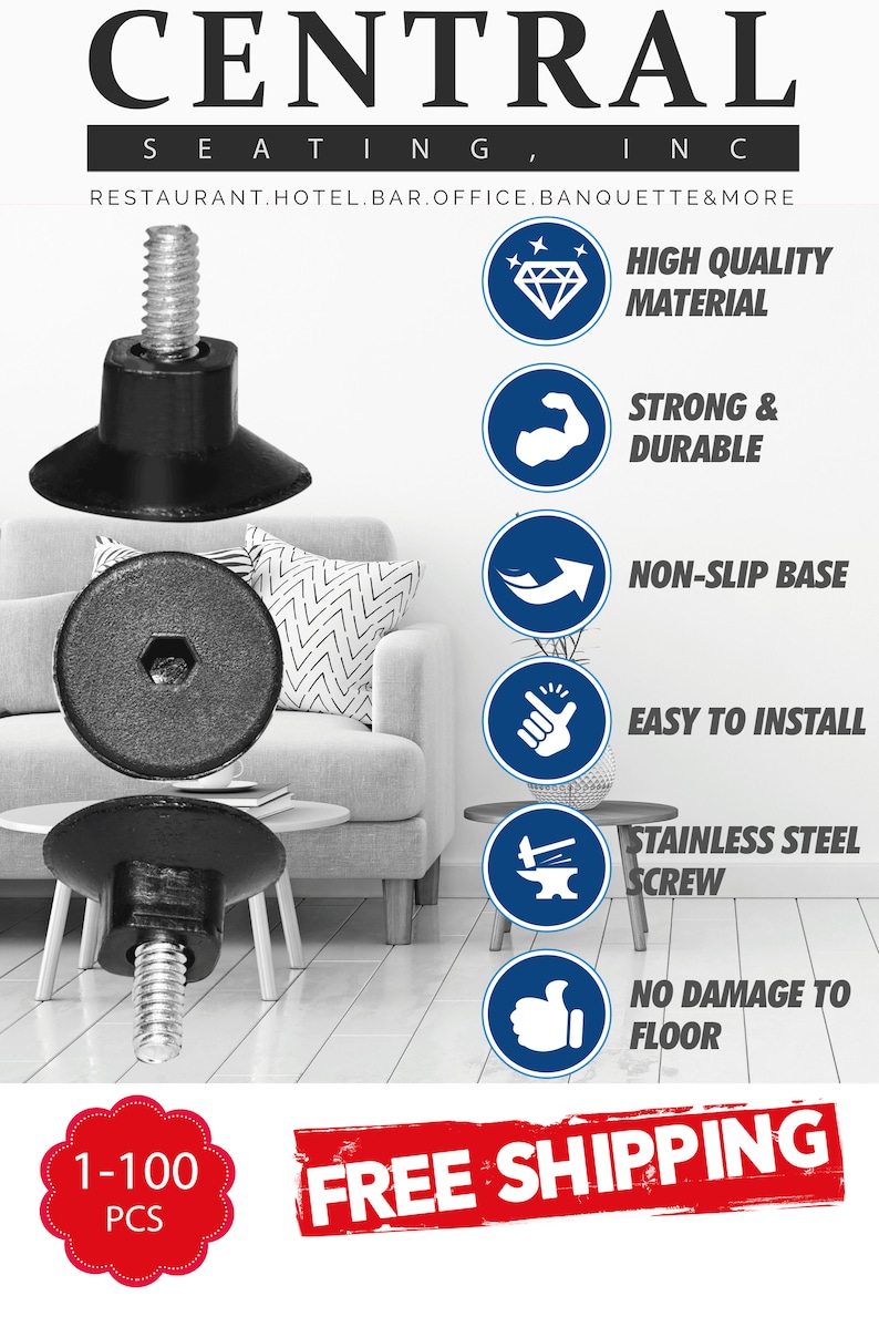 Table Base Feet Leveler for Kitchen/restaurant Dining - 1"h Black ...