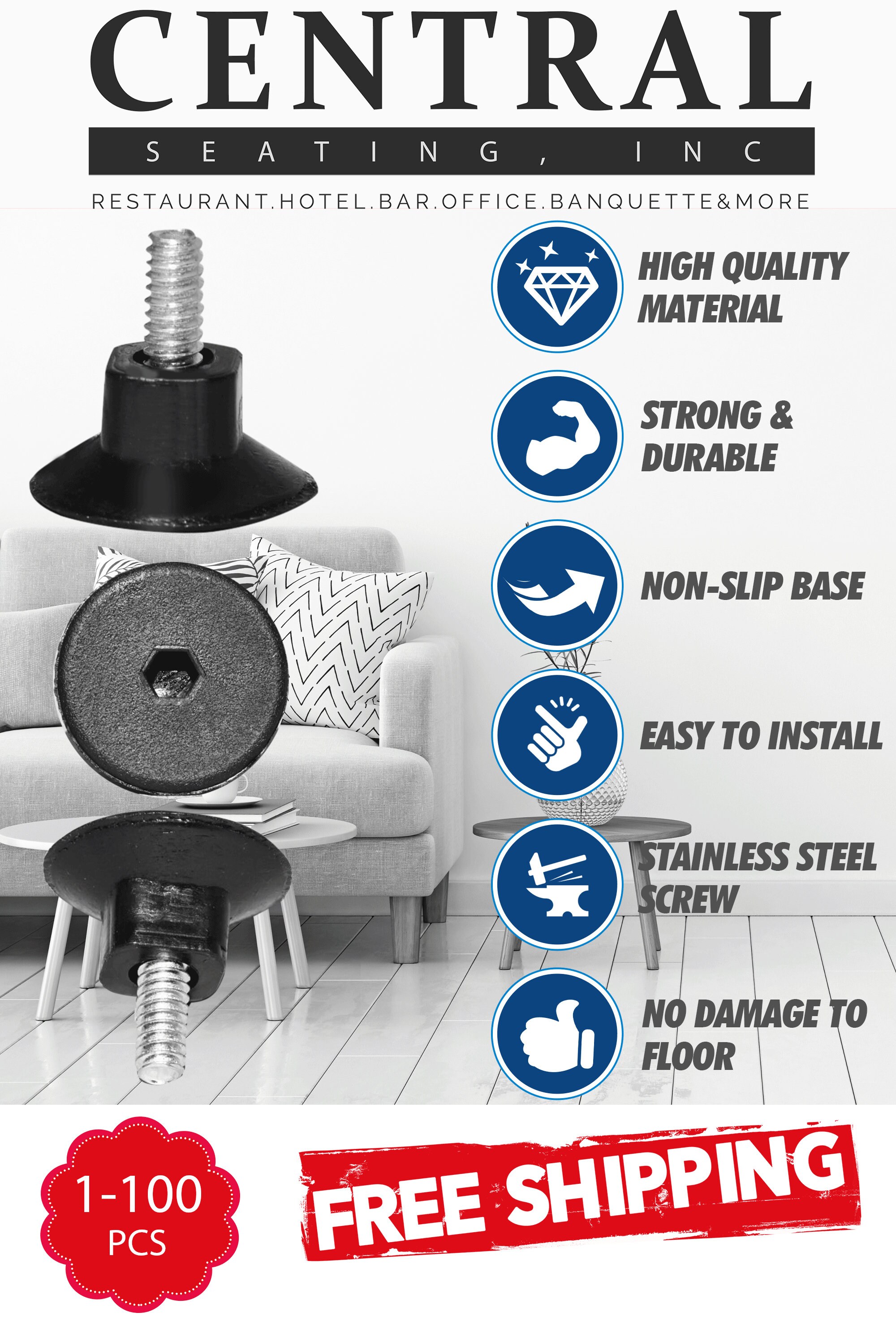 Table Base Feet Leveler for Kitchen/restaurant Dining - 1"h Black ...