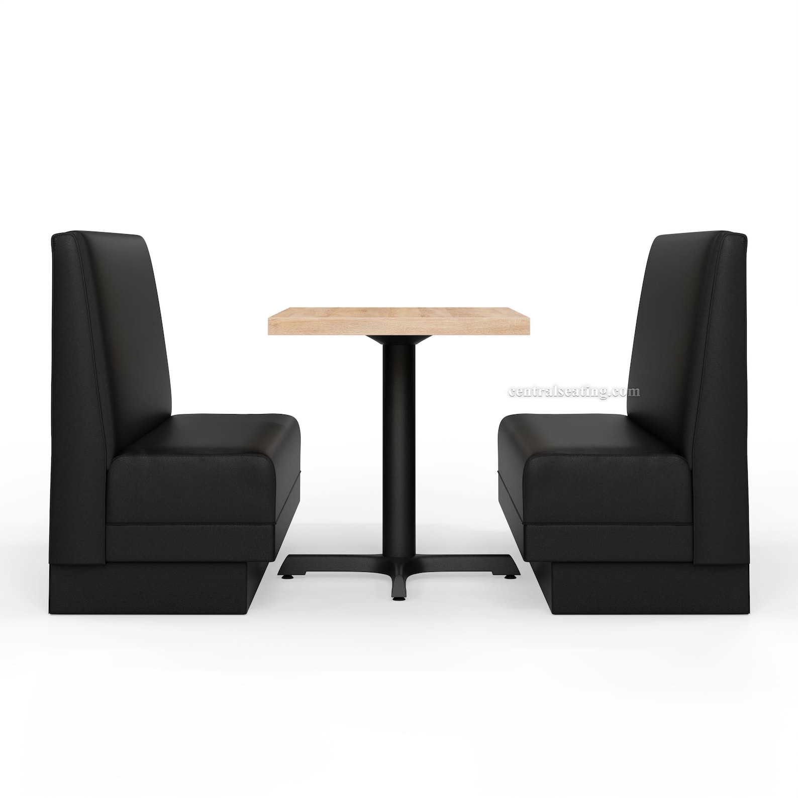 Restaurant Booth and Table Set – Black Vinyl Seating With Natural Light ...