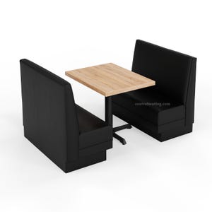 Restaurant Booth and Table Set – Black Vinyl Seating With Natural Light ...