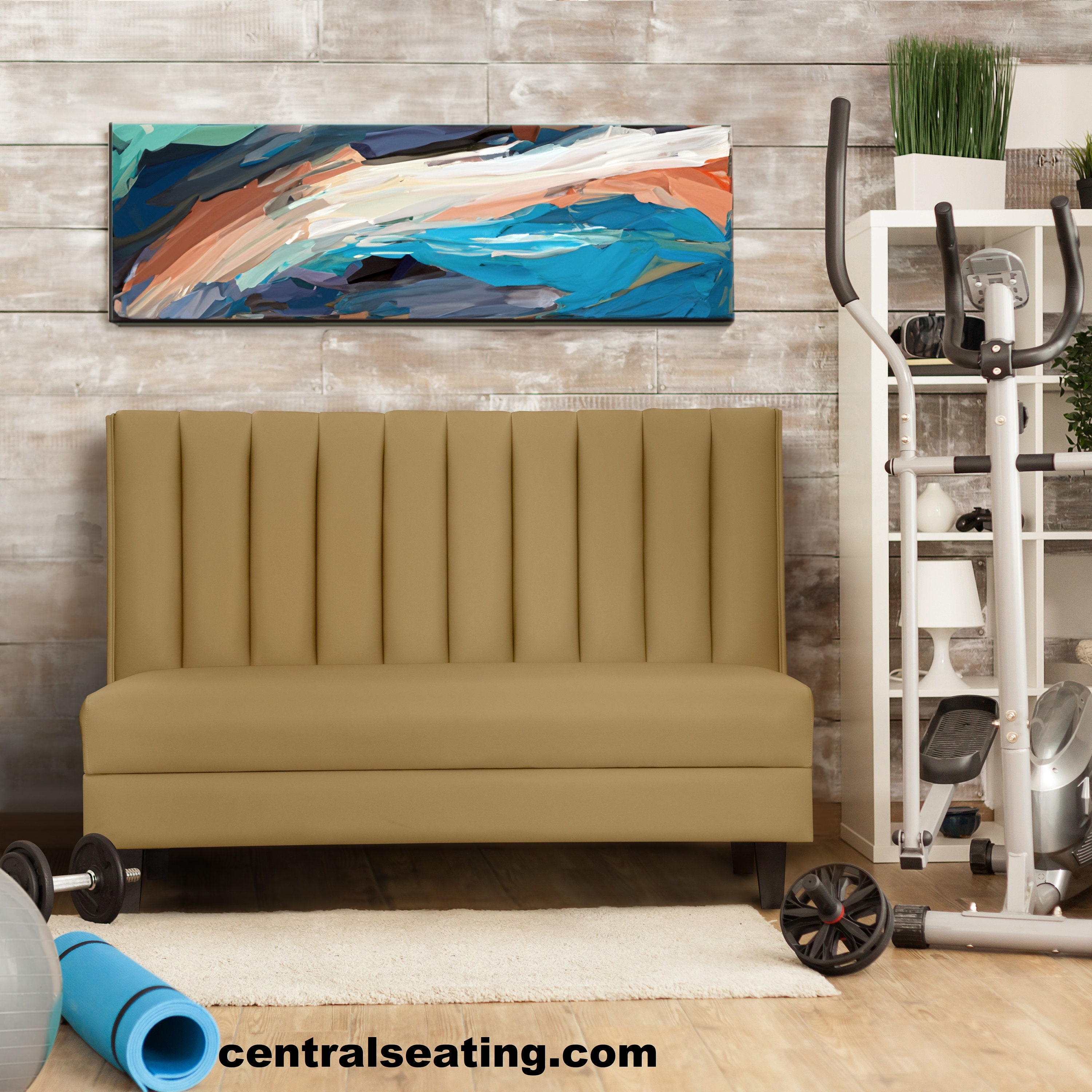 Premium 60 Long Upholstered Restaurant Booth Bench, USA Made, Brown ...