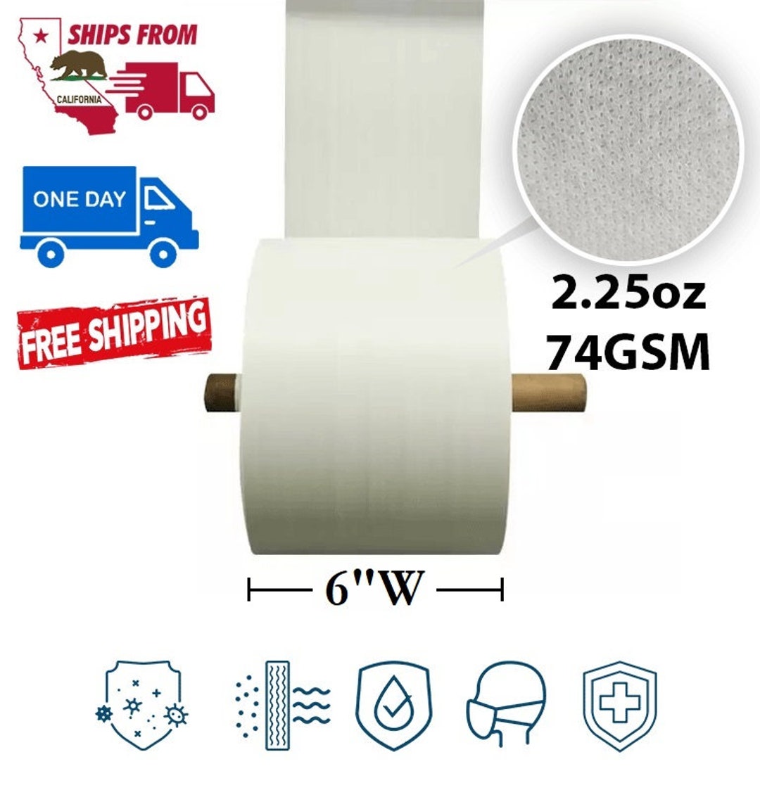 Polypropylene Fabric Filter 6" Wide Rolls 2.25oz Nonwoven DIY Fabric ...