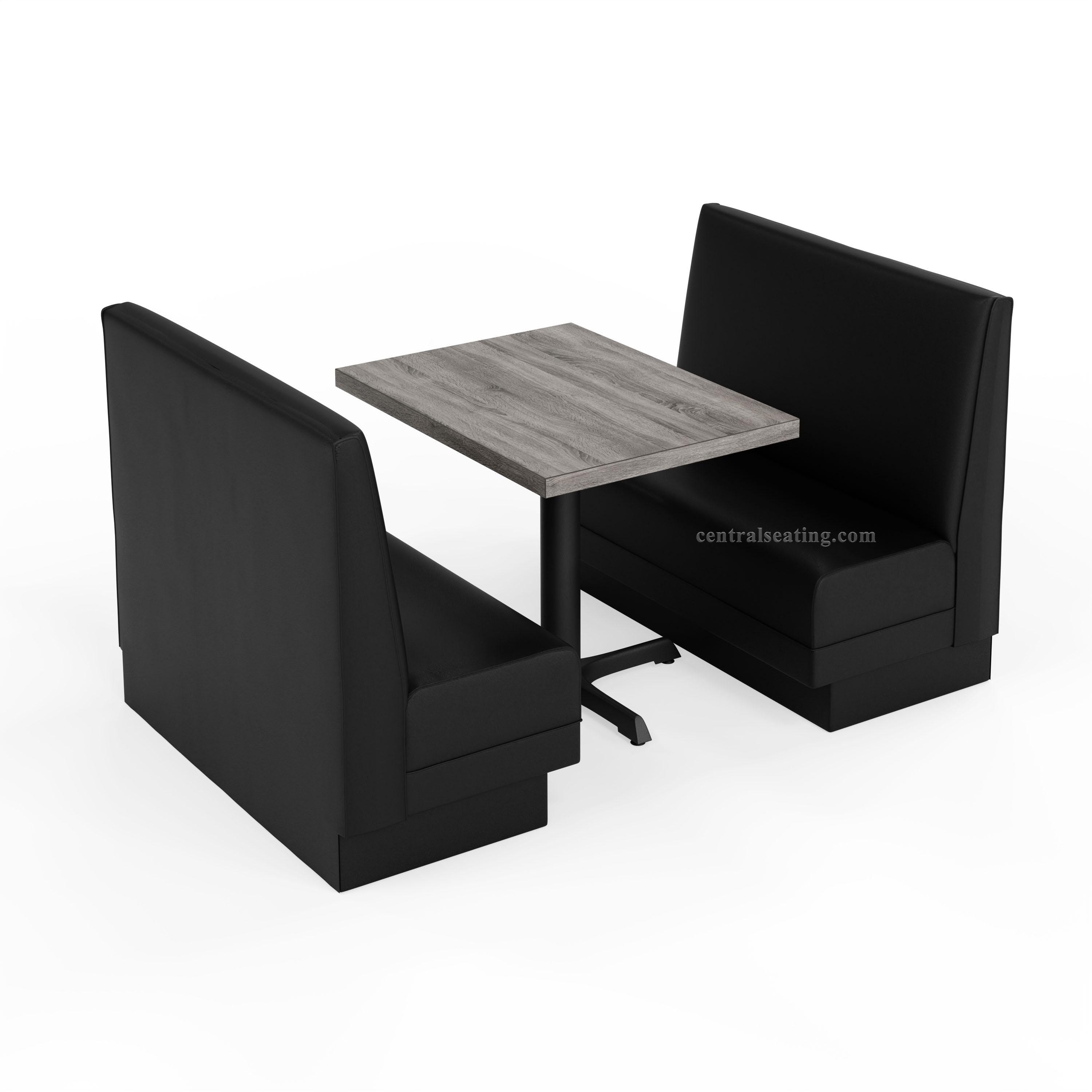 Restaurant Booth and Table Set – Black Vinyl Seating With GREY Laminate ...