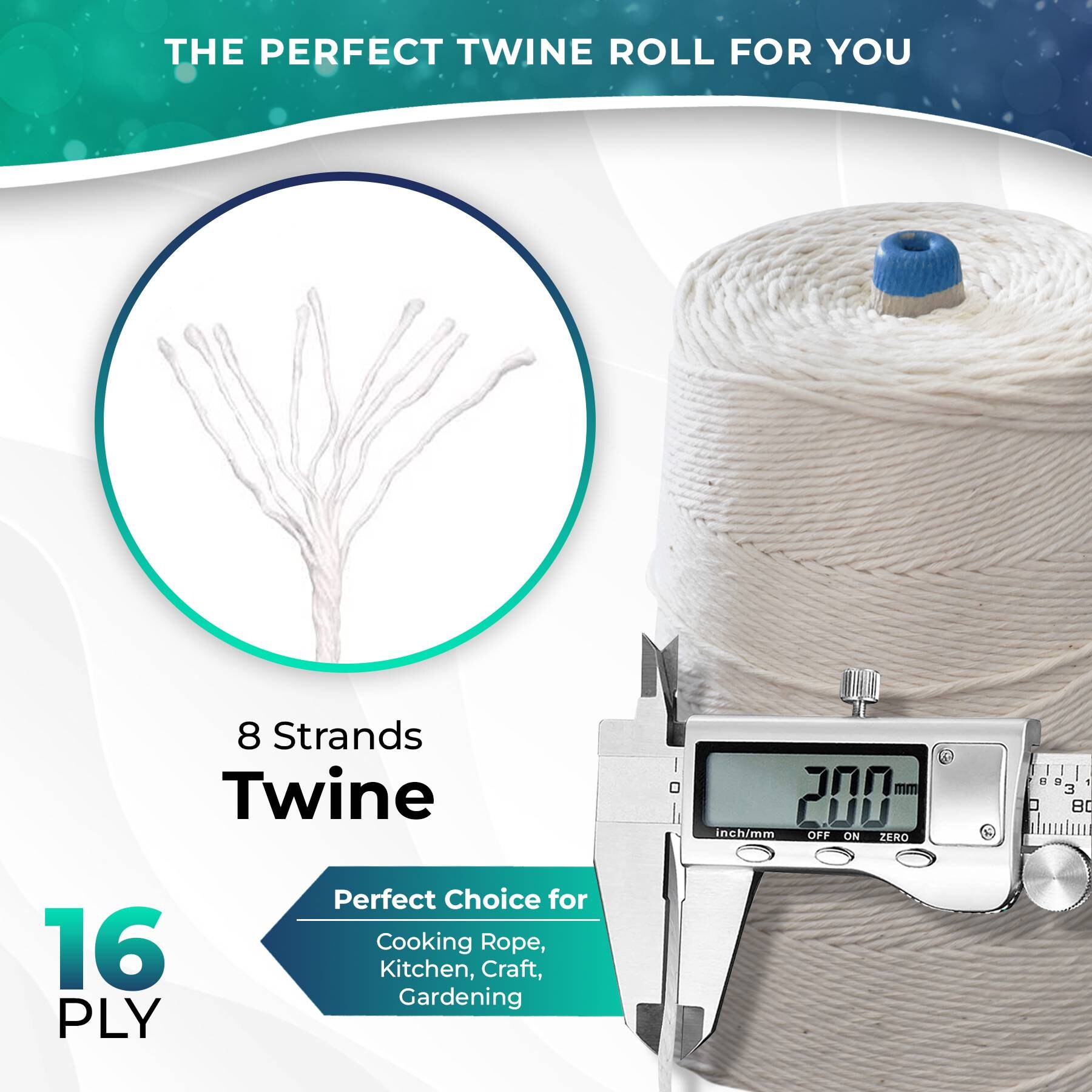 16 Ply White Cotton Butcher Twine String Rope 2,520 Feet 840 Yard Craft ...