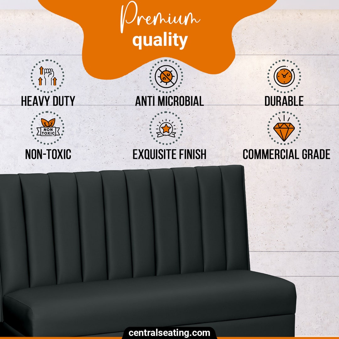 Premium 5' Foot Upholstered Restaurant Booth Bench, USA Made, Black ...