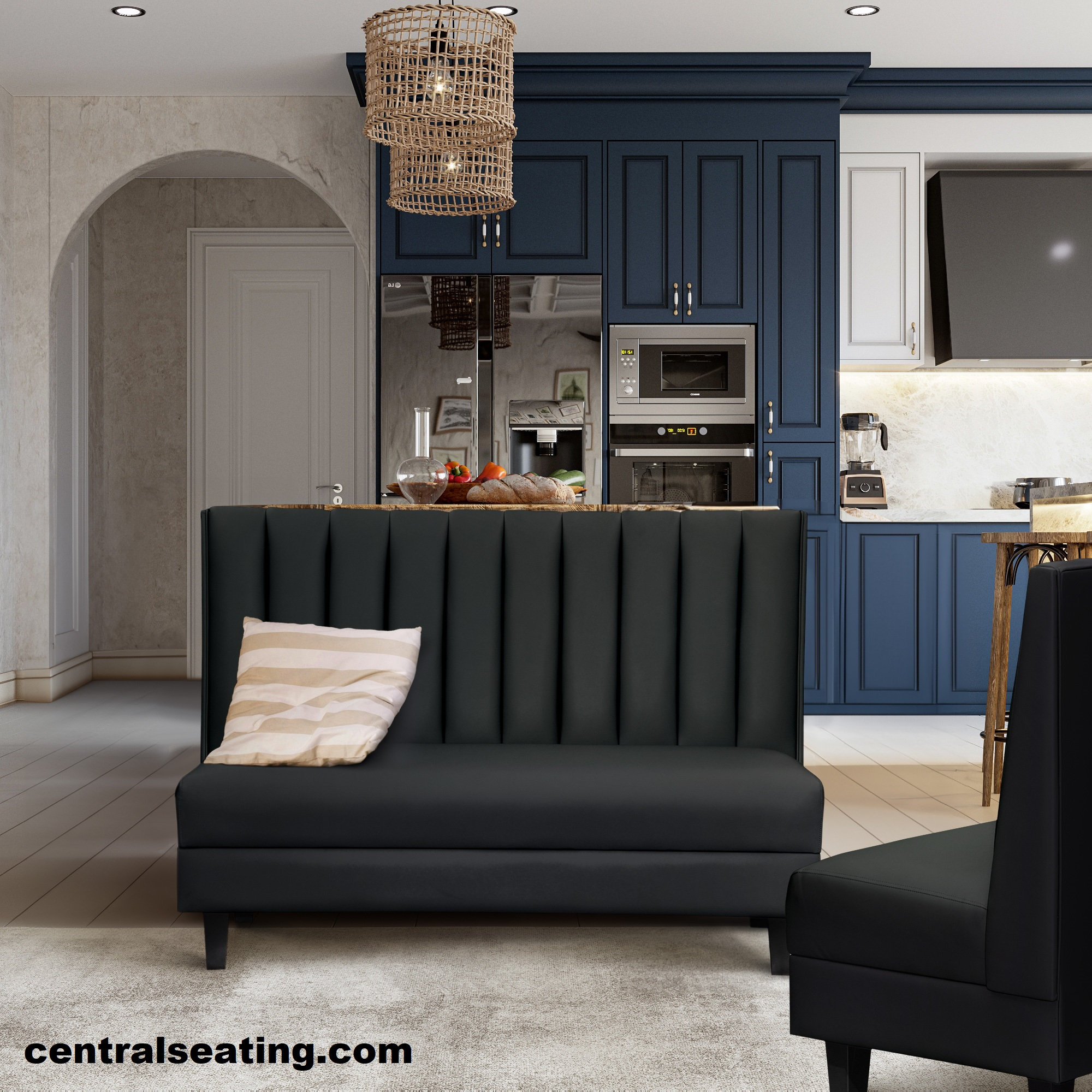 Premium 5' Foot Upholstered Restaurant Booth Bench, USA Made, Black ...