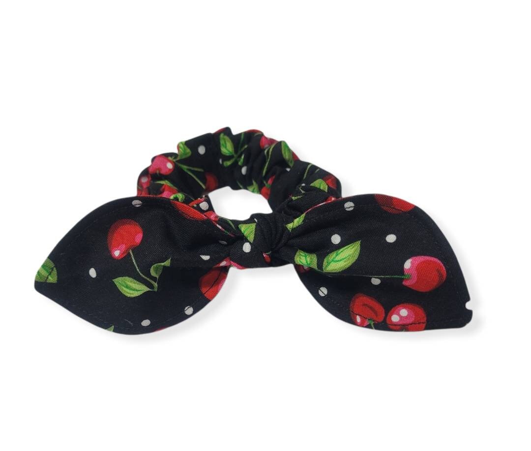 Scrunchie Bow. Cherry Scrunchie Bow. Cotton Cherry Print - Etsy