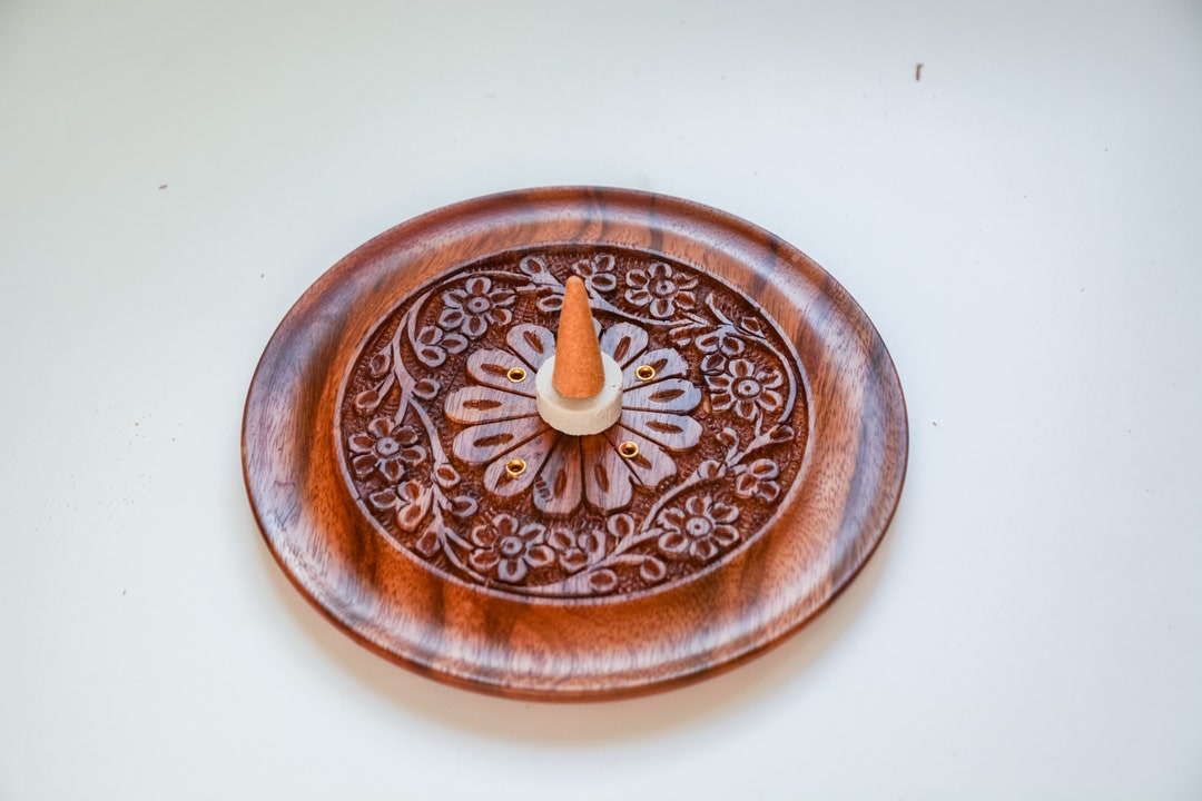 Floral Inlay Eco Friendly Incense Burner Plate for Incense Sticks and ...