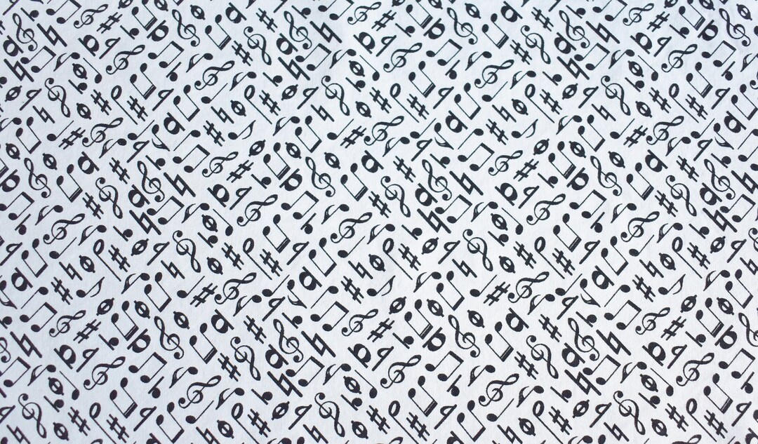Black Music Notes Fabric - 43" Wide, 100% Cotton - Etsy