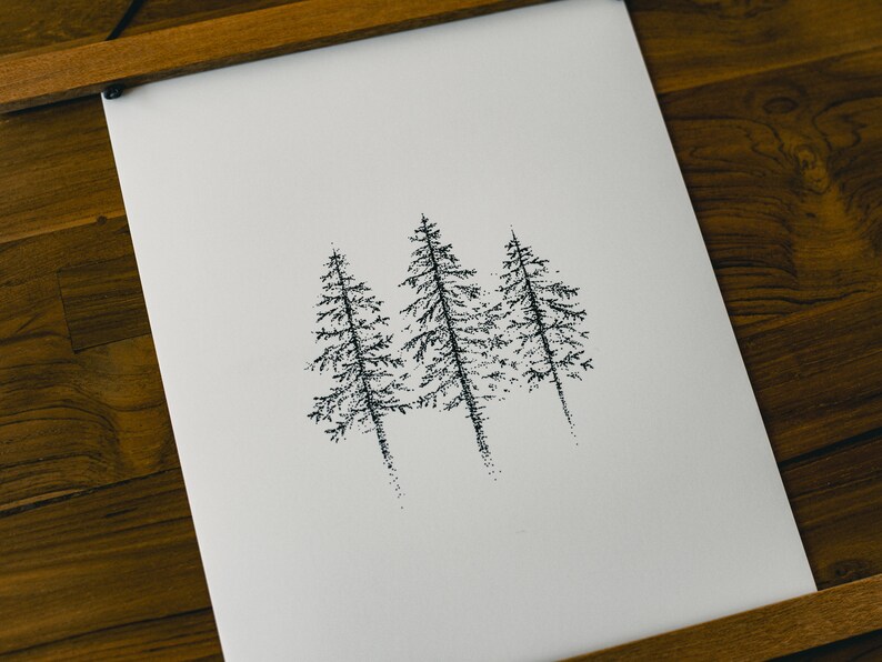 Hand-drawn North Woods Fir Tree Art Print Minnesota Art - Etsy