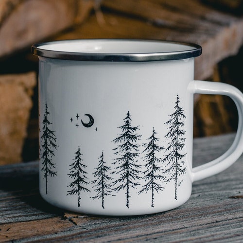 Evergreen Tree Mountain Mug Watercolor Nature Lover Outdoors - Etsy